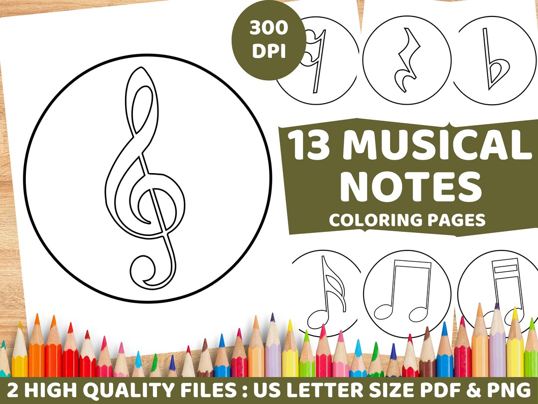 13 Musical Notes Children Coloring Pages Easy Pages for Kids Learning ...