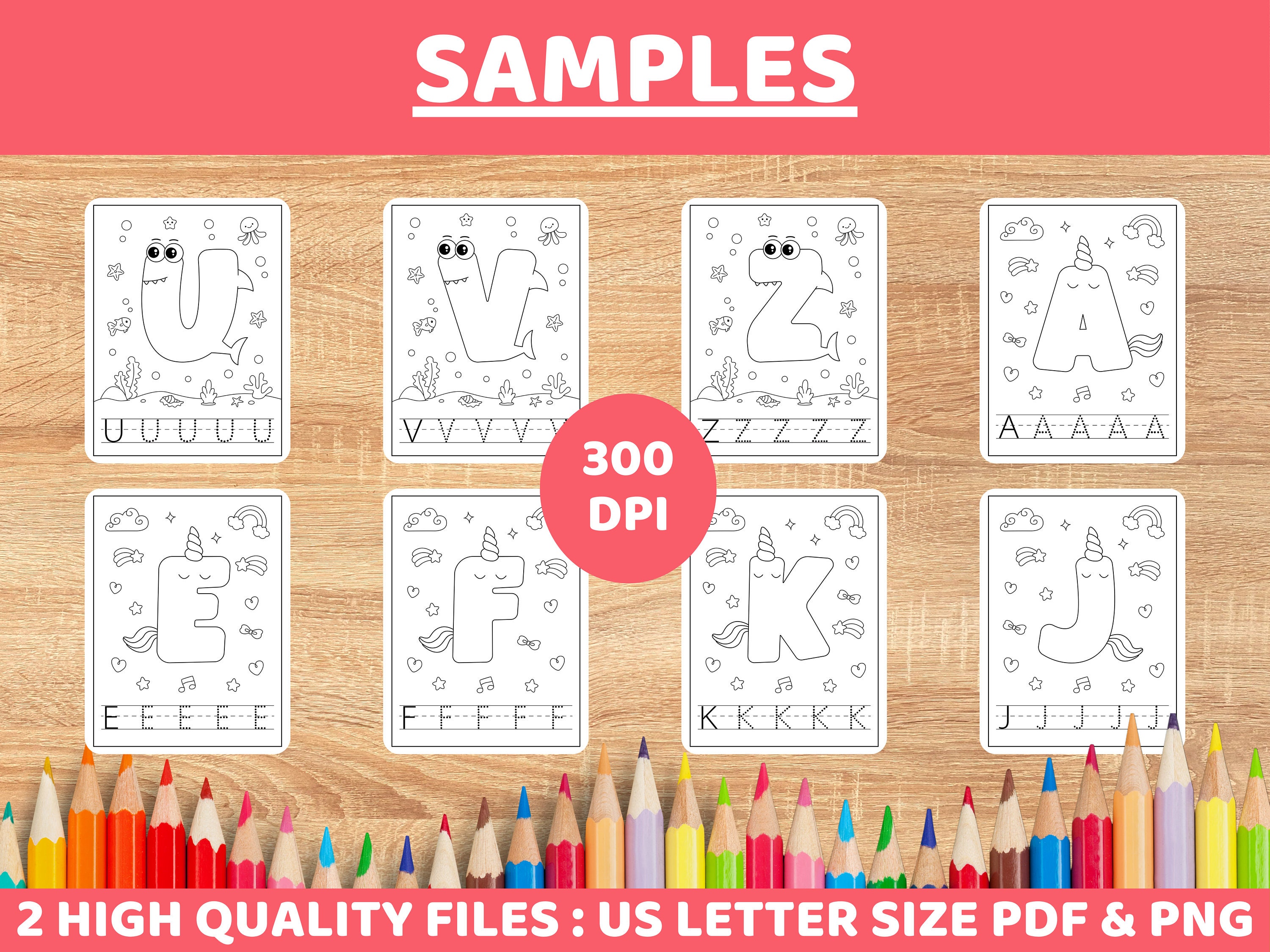 78 Cute ABC Animals Coloring and Writing School Practice Easy Pages for ...