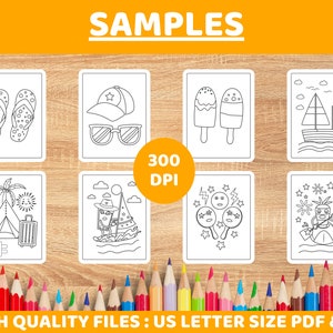 30 Summer Coloring V2 Activities Easy Pages for Kids Preschool Primary ...