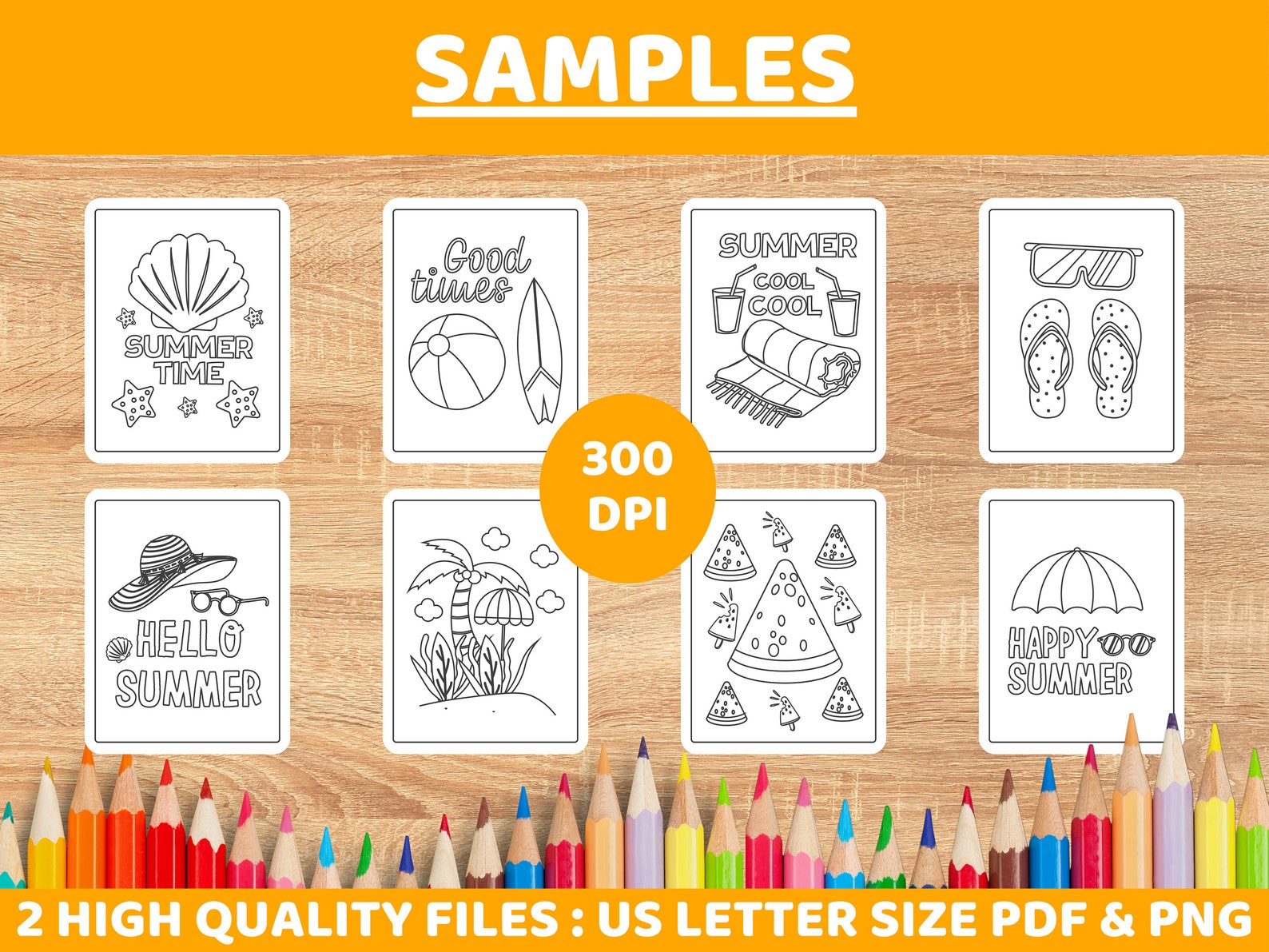 30 Summer Coloring V2 Activities Easy Pages for Kids Preschool Primary ...