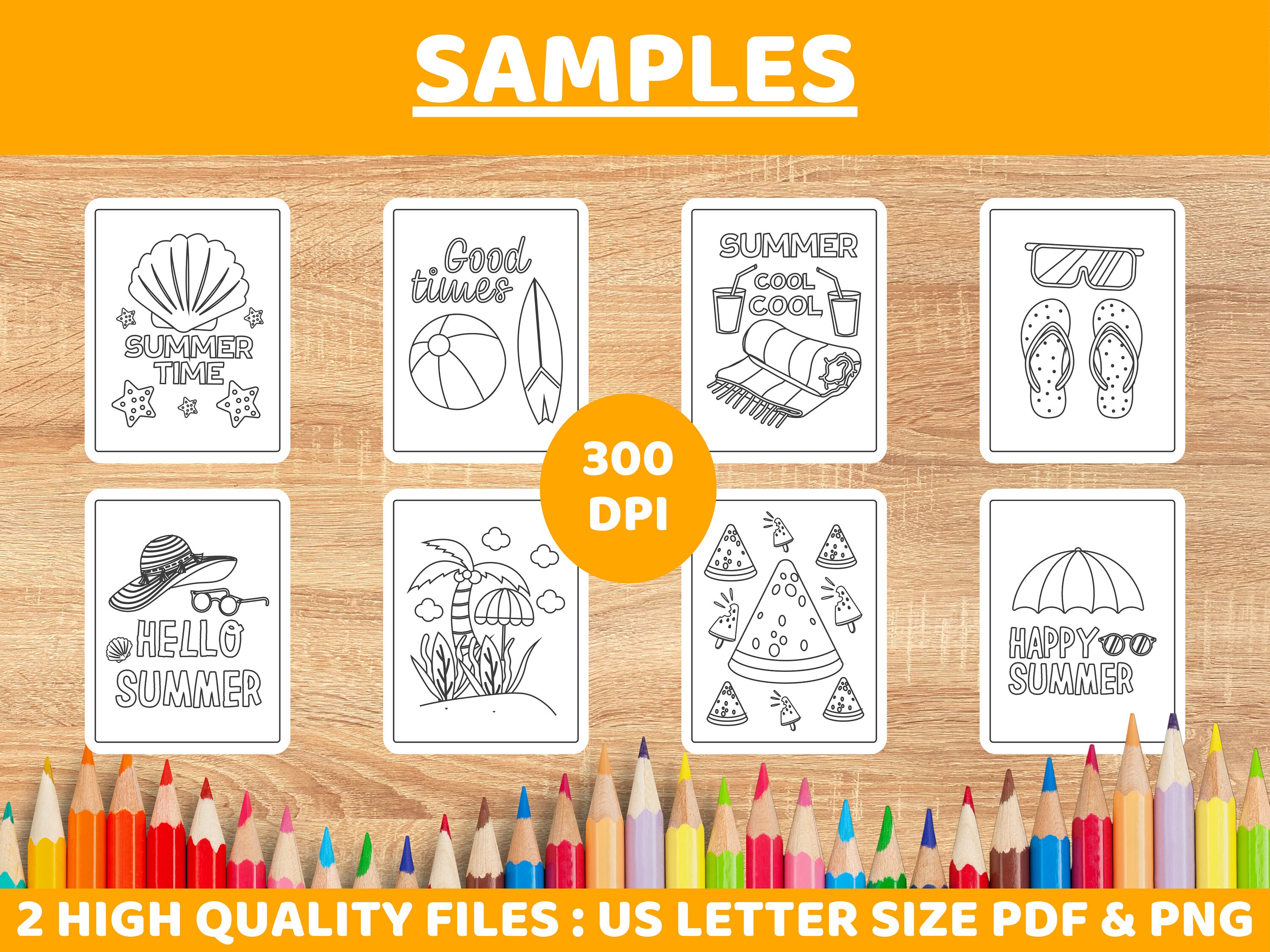 30 Summer Coloring V2 Activities Easy Pages for Kids Preschool Primary ...