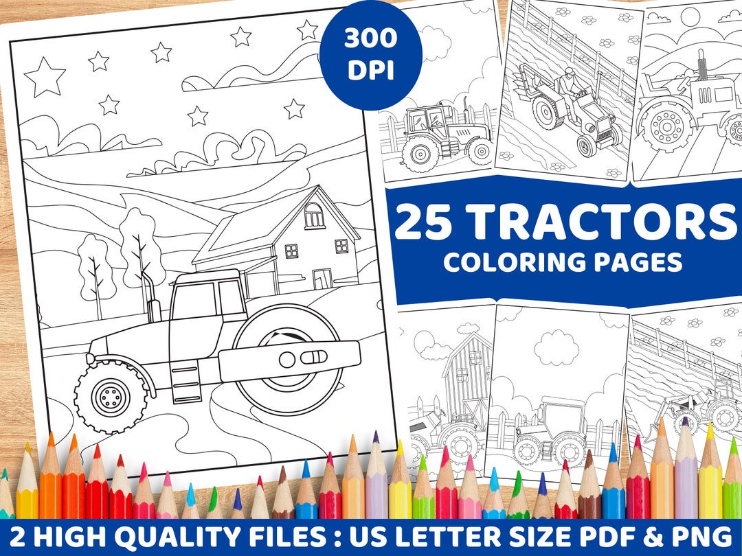 25 Tractors Coloring Pages Easy for Kids Children Printable Sheets ...
