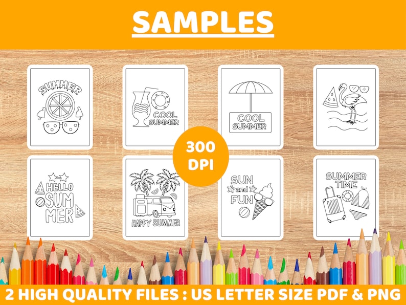 30 Summer Coloring V2 Activities Easy Pages for Kids Preschool Primary ...