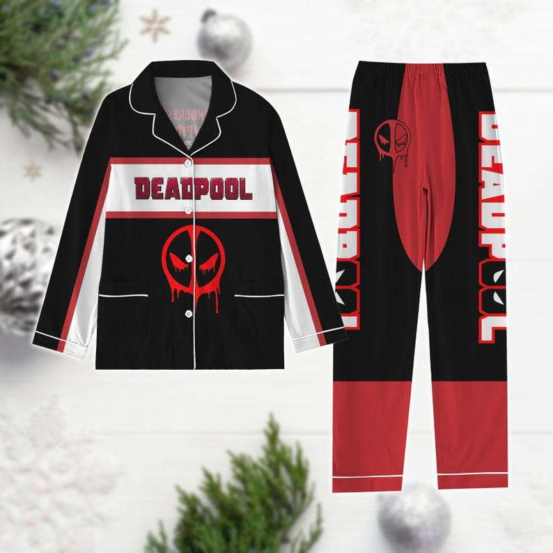 Deadpool Pajamas Set, Superhero Thick Pajamas, Deadpool Hero Character ...