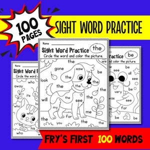 Sight Words Worksheet Practice Homeschool Coloring High Frequency Fry's ...