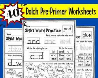Sight Word Worksheet Practice Handwriting Dolch Primer Kindergarten ...
