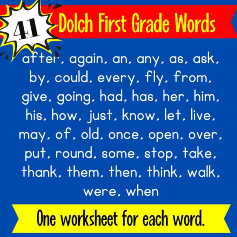 Sight Words First Grade Dolch Printable Kindergarten Homeschool ...