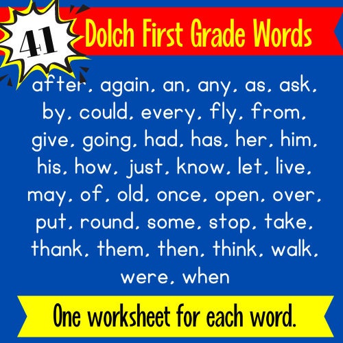 Sight Words First Grade Dolch Printable Kindergarten Homeschool ...