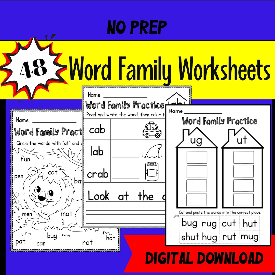 Word Families Handwriting Preschool Kindergarten Reading Worksheets ...