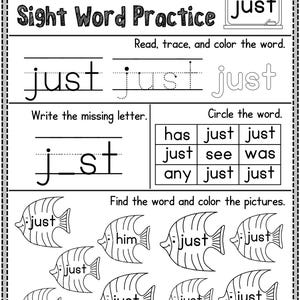 Sight Words First Grade Dolch Printable Kindergarten Homeschool ...