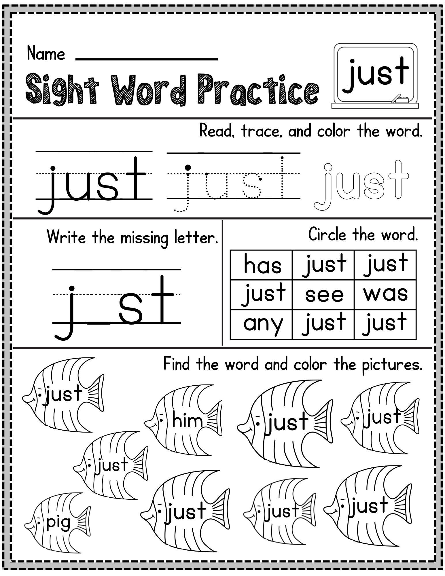 Dolch First Grade Sight Words Worksheets, Handwriting Practice ...