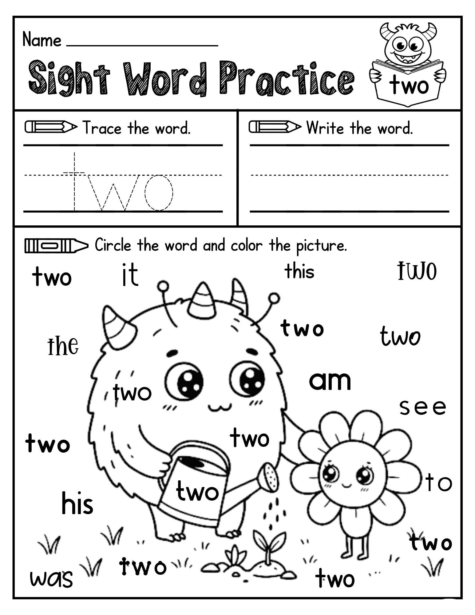 Monster Sight Word Worksheets – Pre-primer, Reading & Writing (PDF) - Etsy