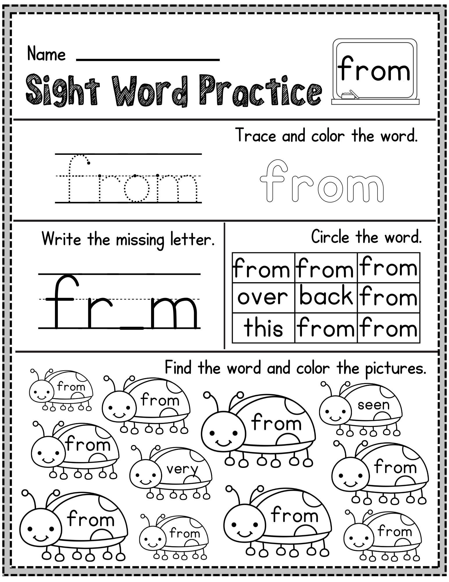 Dolch First Grade Sight Words Worksheets, Handwriting Practice ...