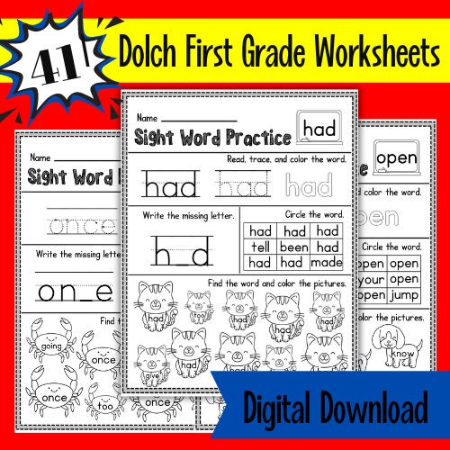 Sight Words First Grade Dolch Printable Kindergarten Homeschool ...