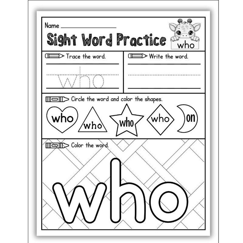100 Sight Words Printable Worksheet Summer School Preschool ...