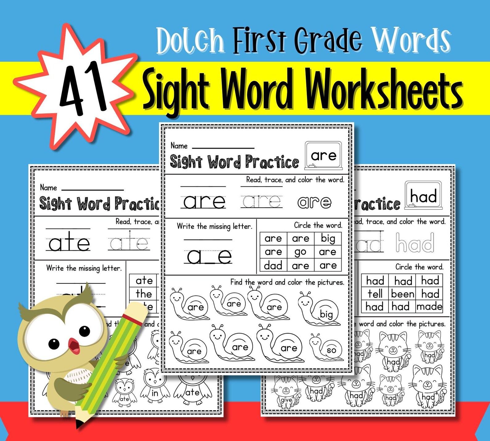 Sight Words First Grade Dolch Printable Kindergarten Homeschool ...