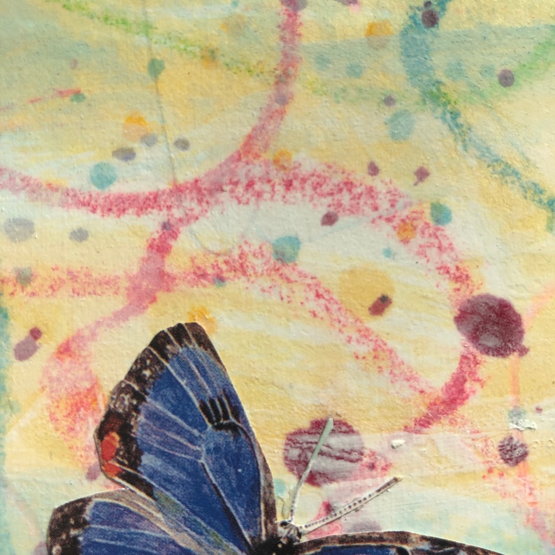 Hand Painted With Blue Butterfly Collage Gift Small 8 X - Etsy