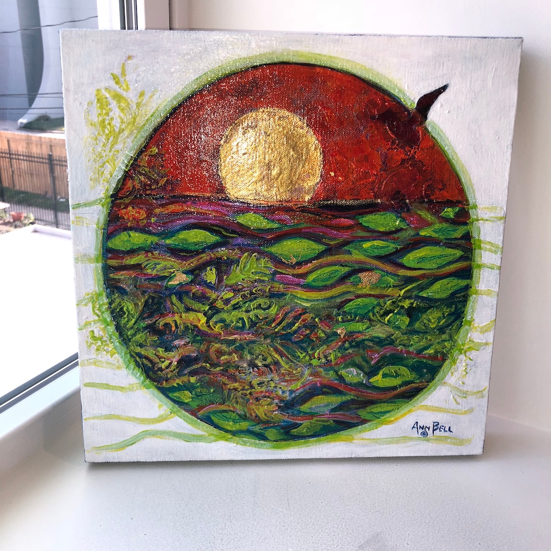 Mandala for the Environment, Original Art on 12 X 12 Inch Stretched ...