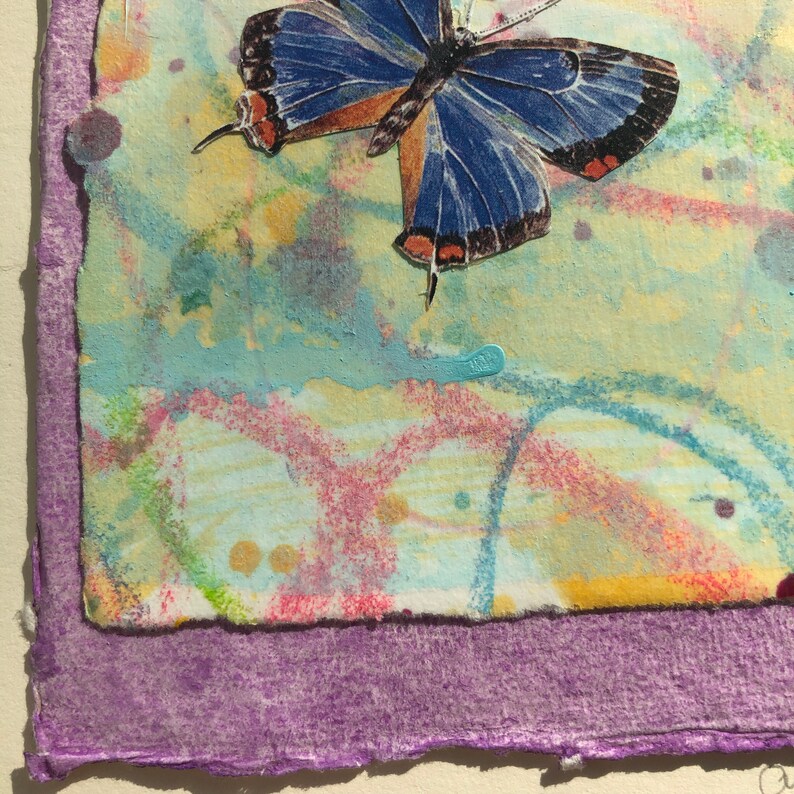 Hand Painted With Blue Butterfly Collage Gift Small 8 X - Etsy