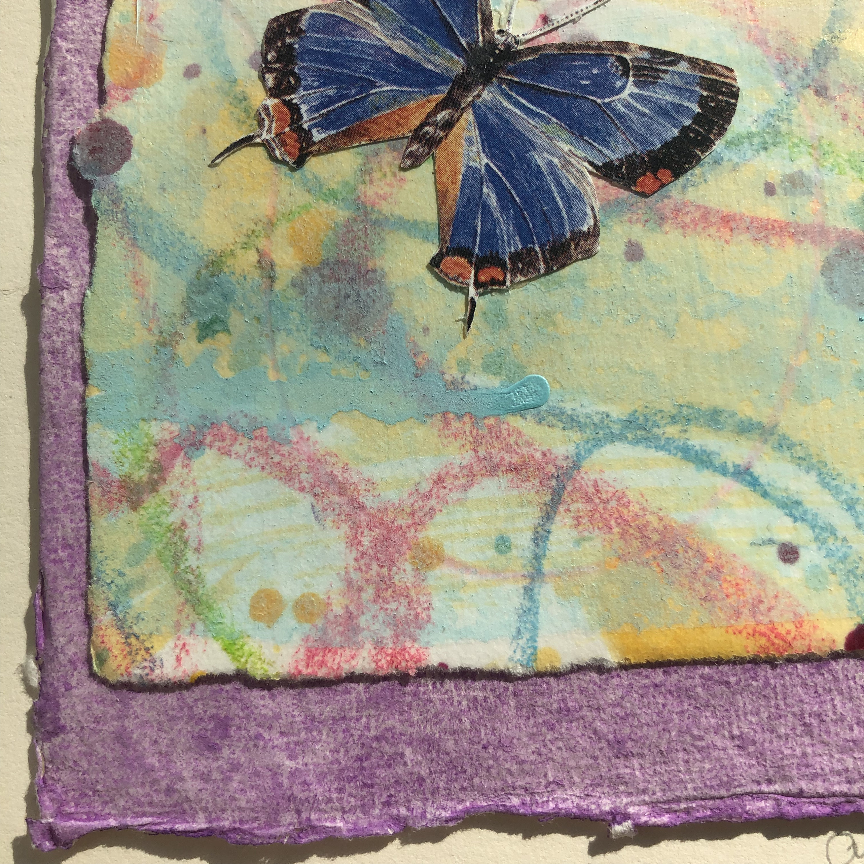 Hand Painted With Blue Butterfly Collage Gift Small 8 X - Etsy