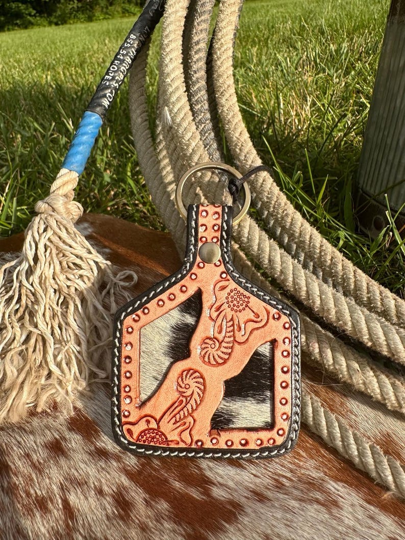 Bronc Buster Hand-tooled Key Fob - Etsy