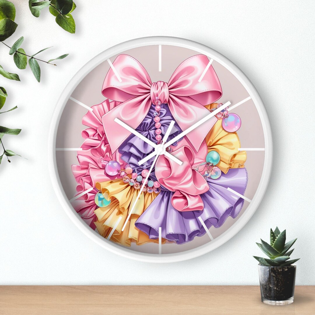 Coquette Wall Clock | Pink Bows, Beads & Ruffles | Girly Room Decor - Etsy