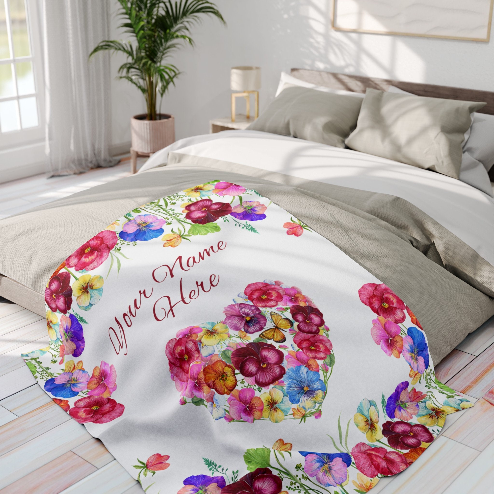 Floral Blanket, Personalized Blanket, Custom Blanket, Throw Blanket ...
