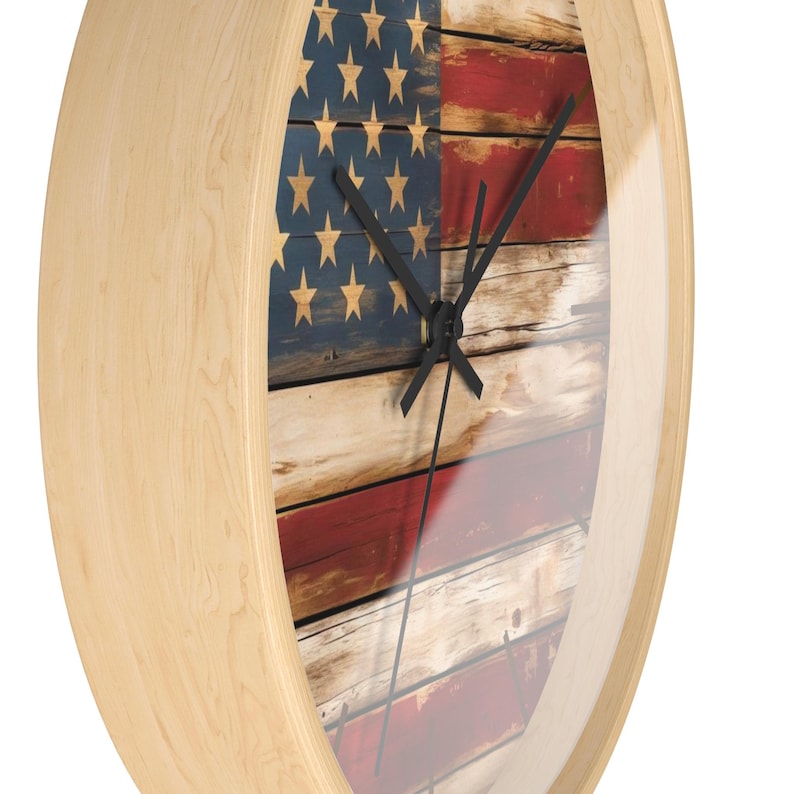 Rustic Wall Clock, American Flag Clock, Patriotic Wall Decor, USA Wall ...