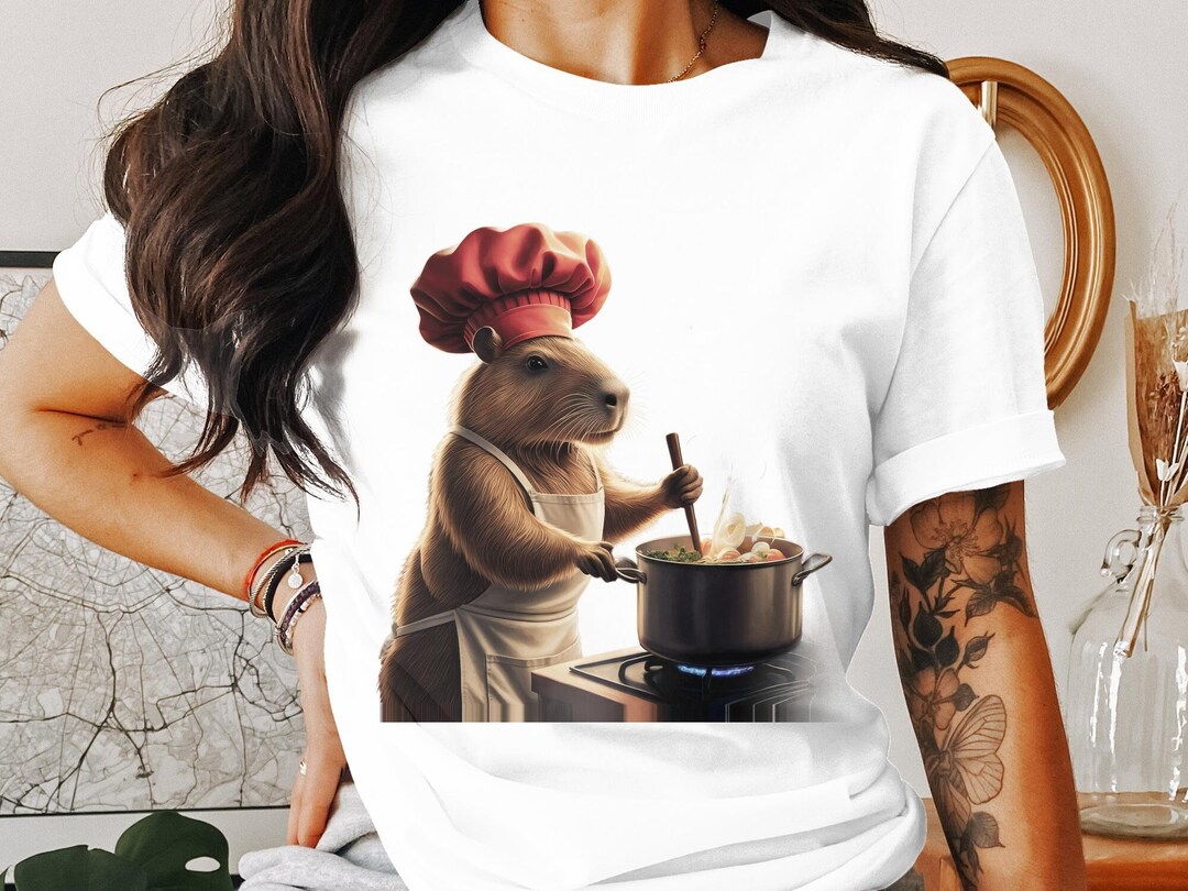 Chef Capybara Cooking Shirt, Fun Animal Lover T-shirt, Unique Kitchen ...