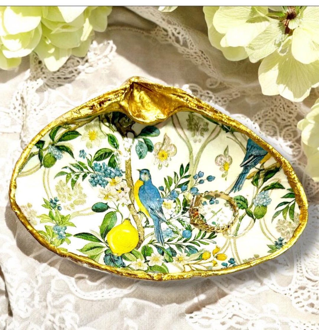 Handcrafted Sicilian Lemons and Blue Bird Shell Ring Dish: Amalfi Coast ...