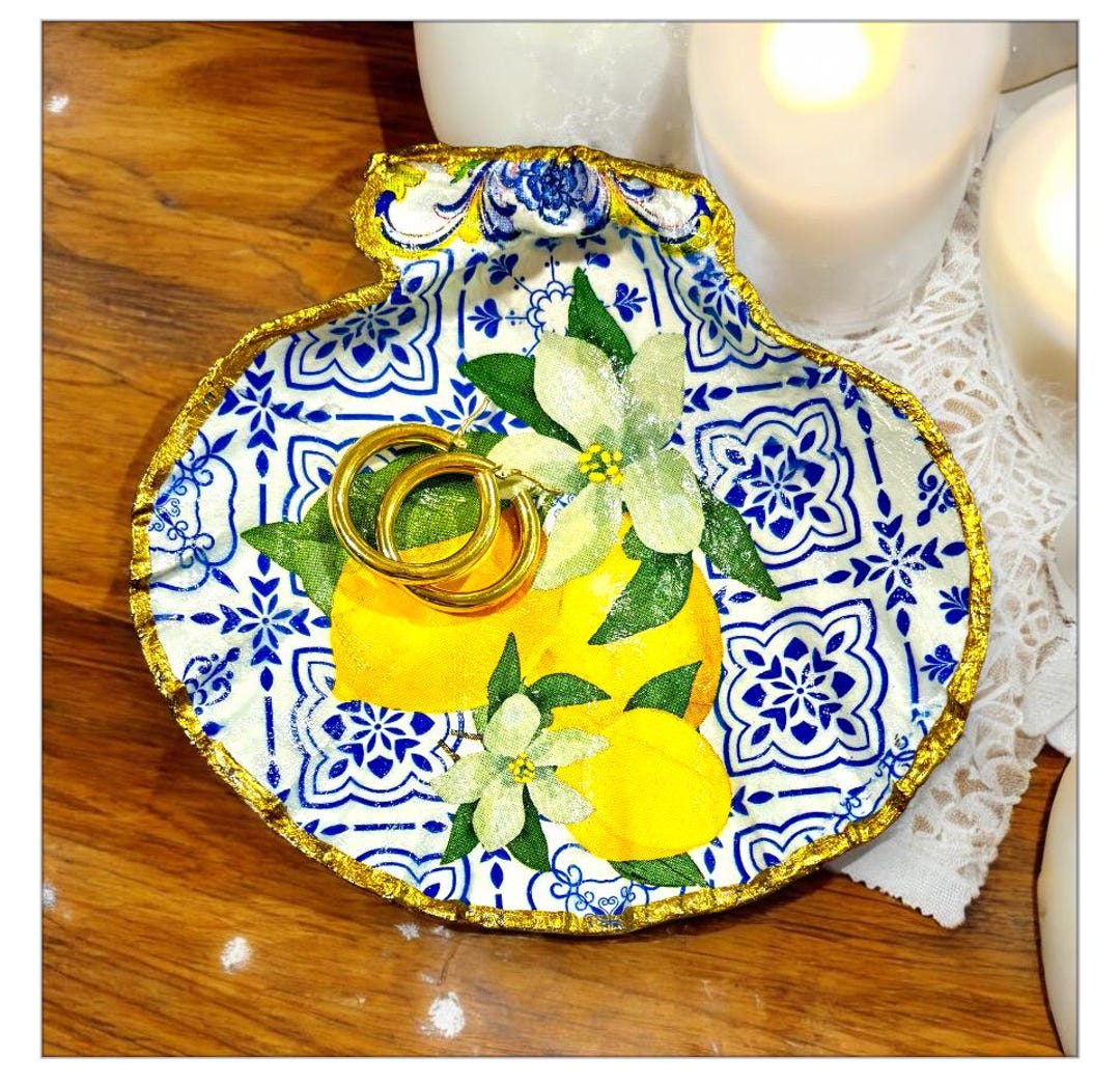Italian Amalfi Coast Shell Trinket Dish, Italy Capri Ring Dish ...