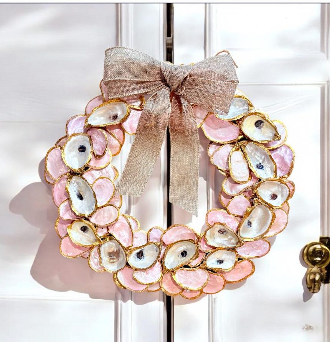 Pink /white Oysters Wreaths, Beach Wreath, Oyster Wreath, Oyster Shell ...