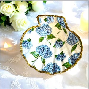 Bulk of Blue Hydrangeas Wedding Large Scallop Ring Dishes ,seashell ...