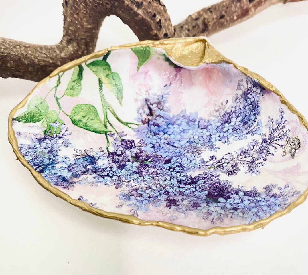 Clam Shell Ring Dish Elegant Holder, Serena and Lily-inspired Decoupage ...