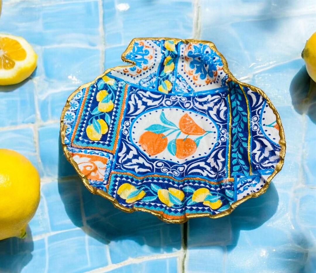 Italian Amalfi Coast Shell Trinket Dish, Italy Capri Ring Dish ...