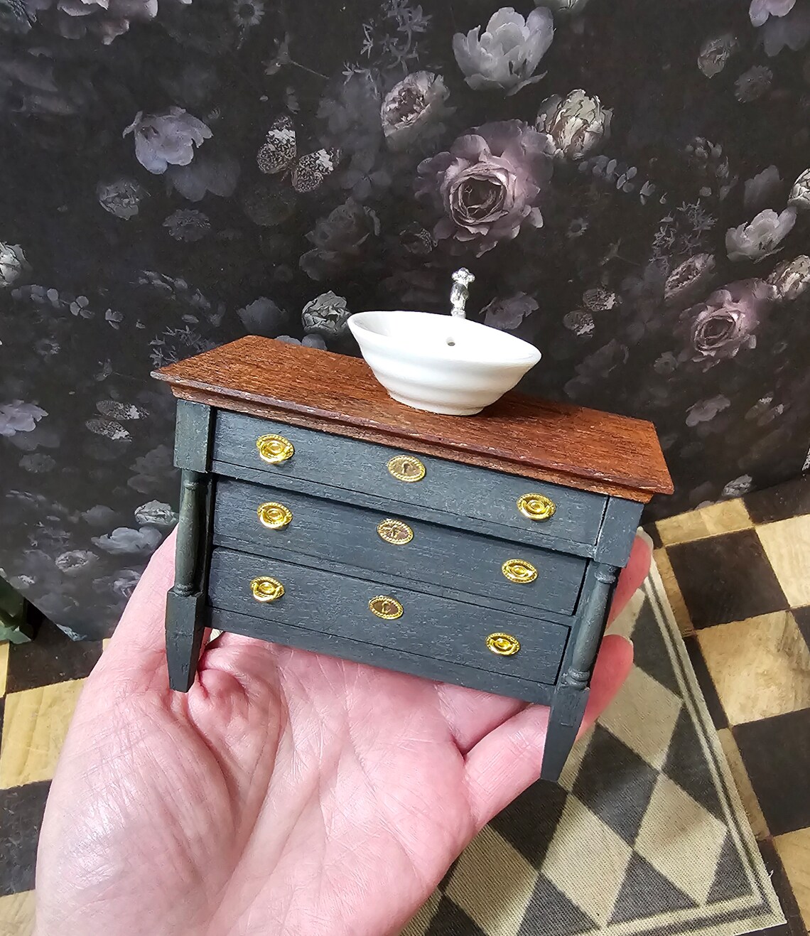 Miniature Vanity, Miniature Vessel Sink, Dollhouse Sink, Dollhouse ...