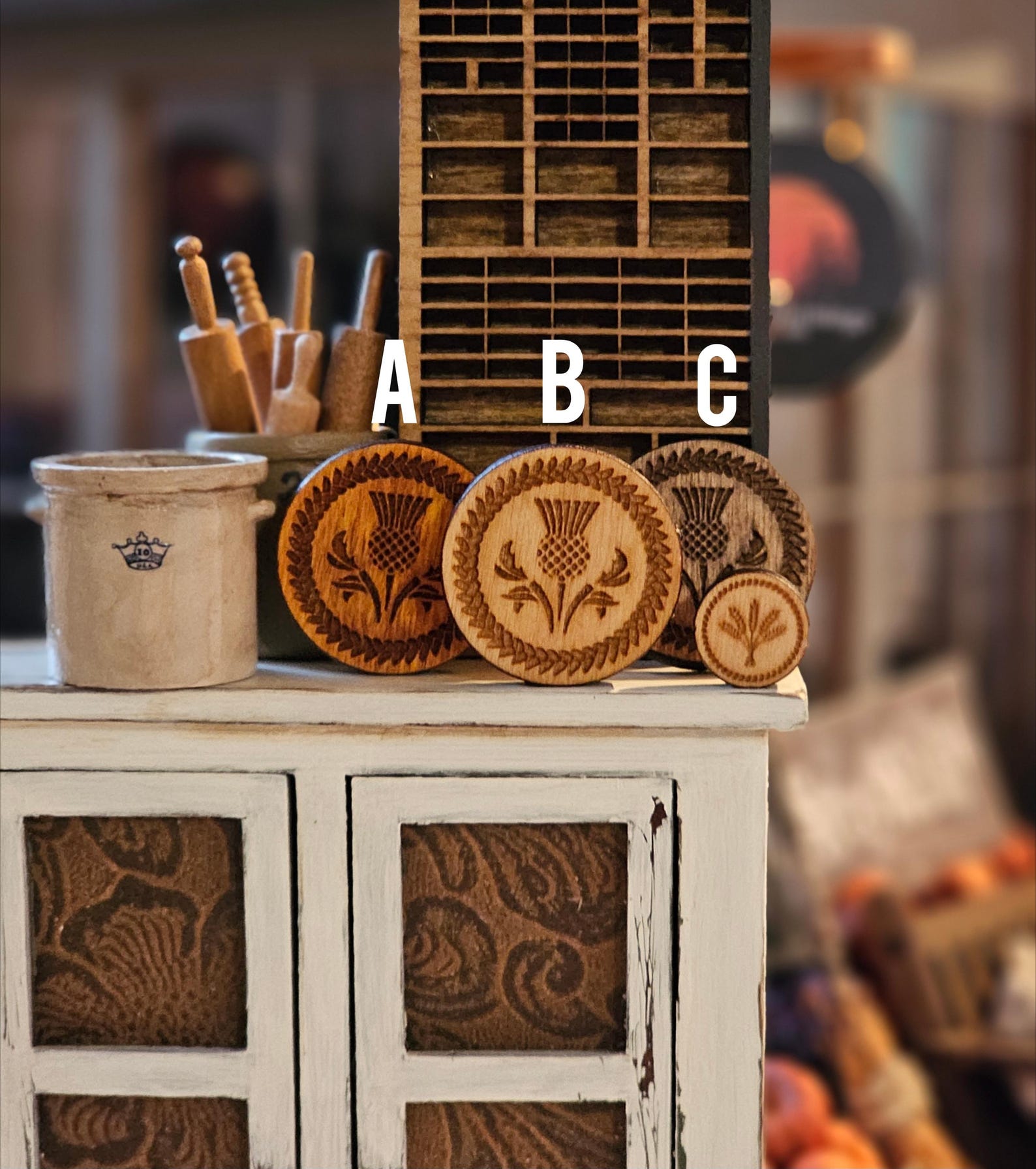 Miniature Wooden Shortbread Mold, Dollhouse Wooden Shortbread Mold ...