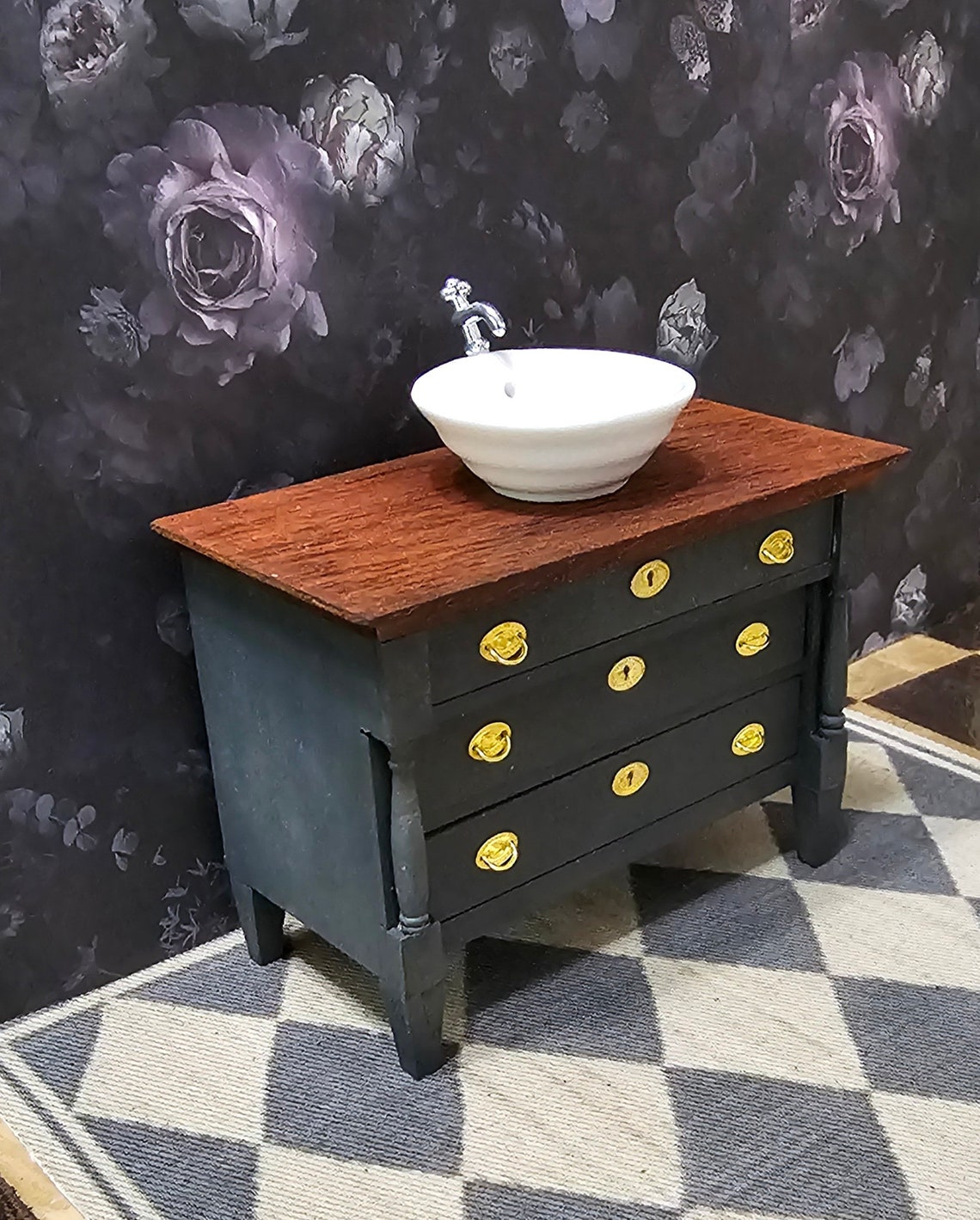 Miniature Vanity, Miniature Vessel Sink, Dollhouse Sink, Dollhouse ...