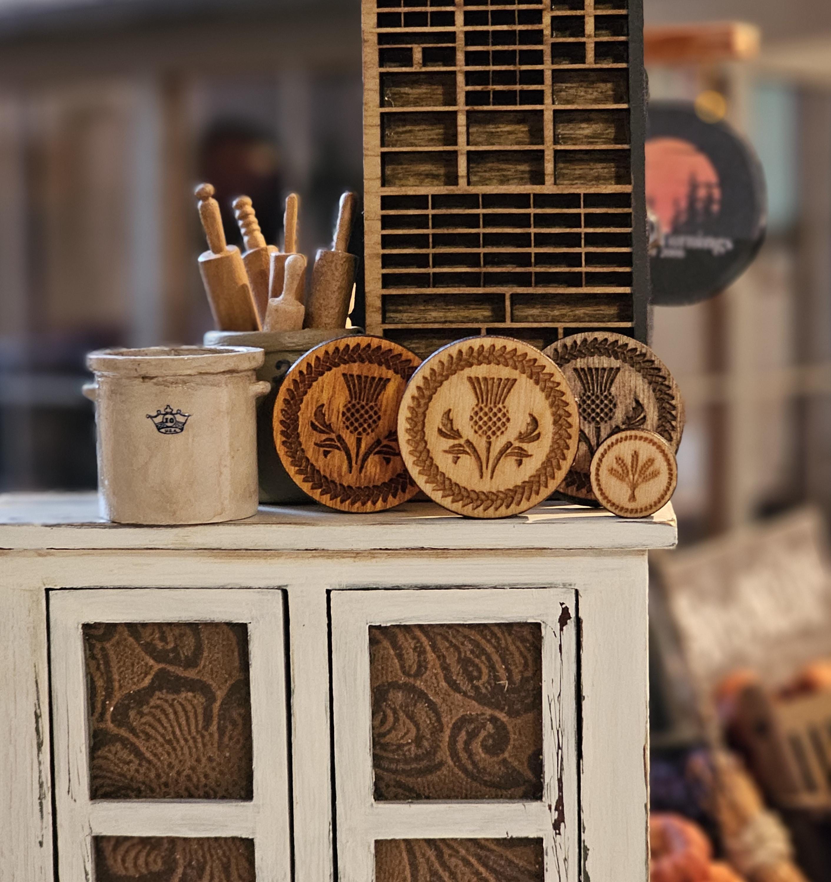 Miniature Wooden Shortbread Mold, Dollhouse Wooden Shortbread Mold ...