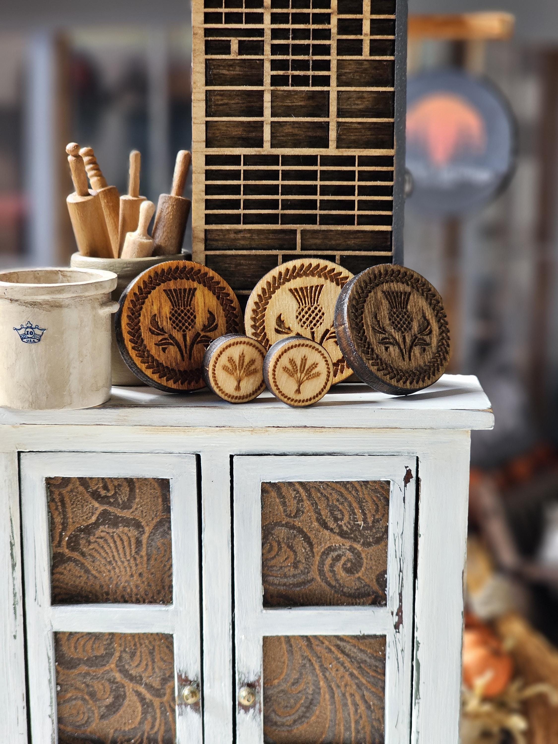 Miniature Wooden Shortbread Mold, Dollhouse Wooden Shortbread Mold ...