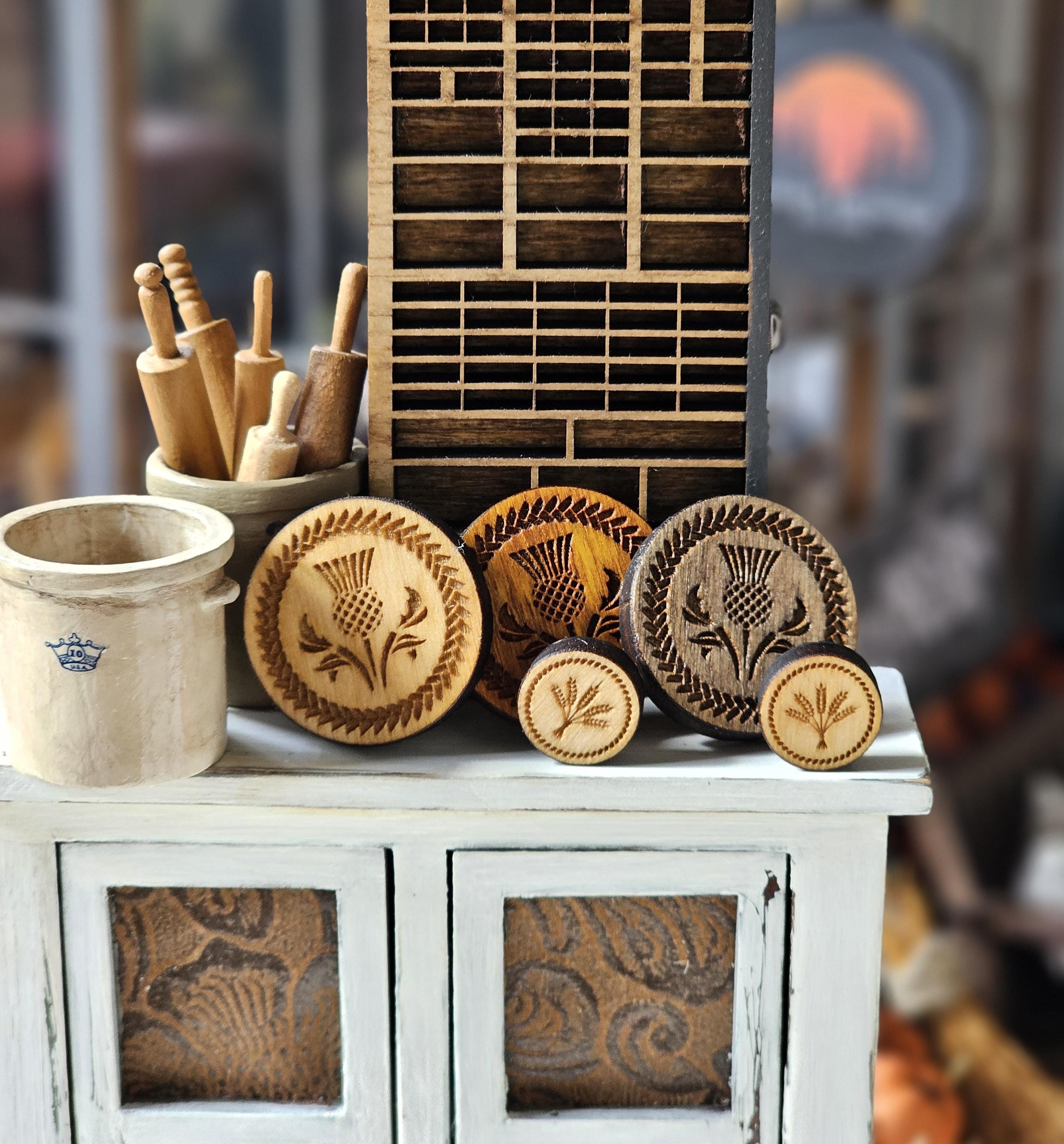 Miniature Wooden Shortbread Mold, Dollhouse Wooden Shortbread Mold ...