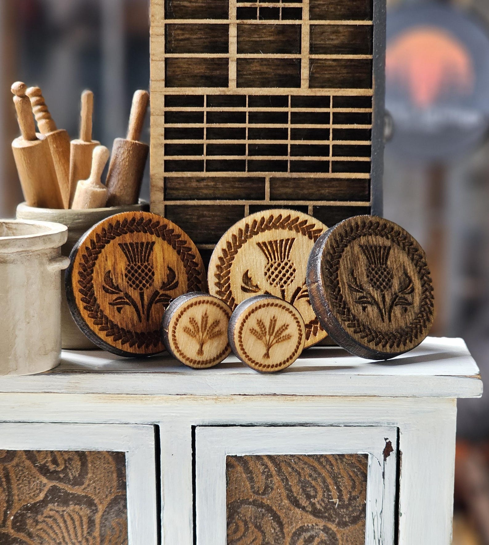 Miniature Wooden Shortbread Mold, Dollhouse Wooden Shortbread Mold ...