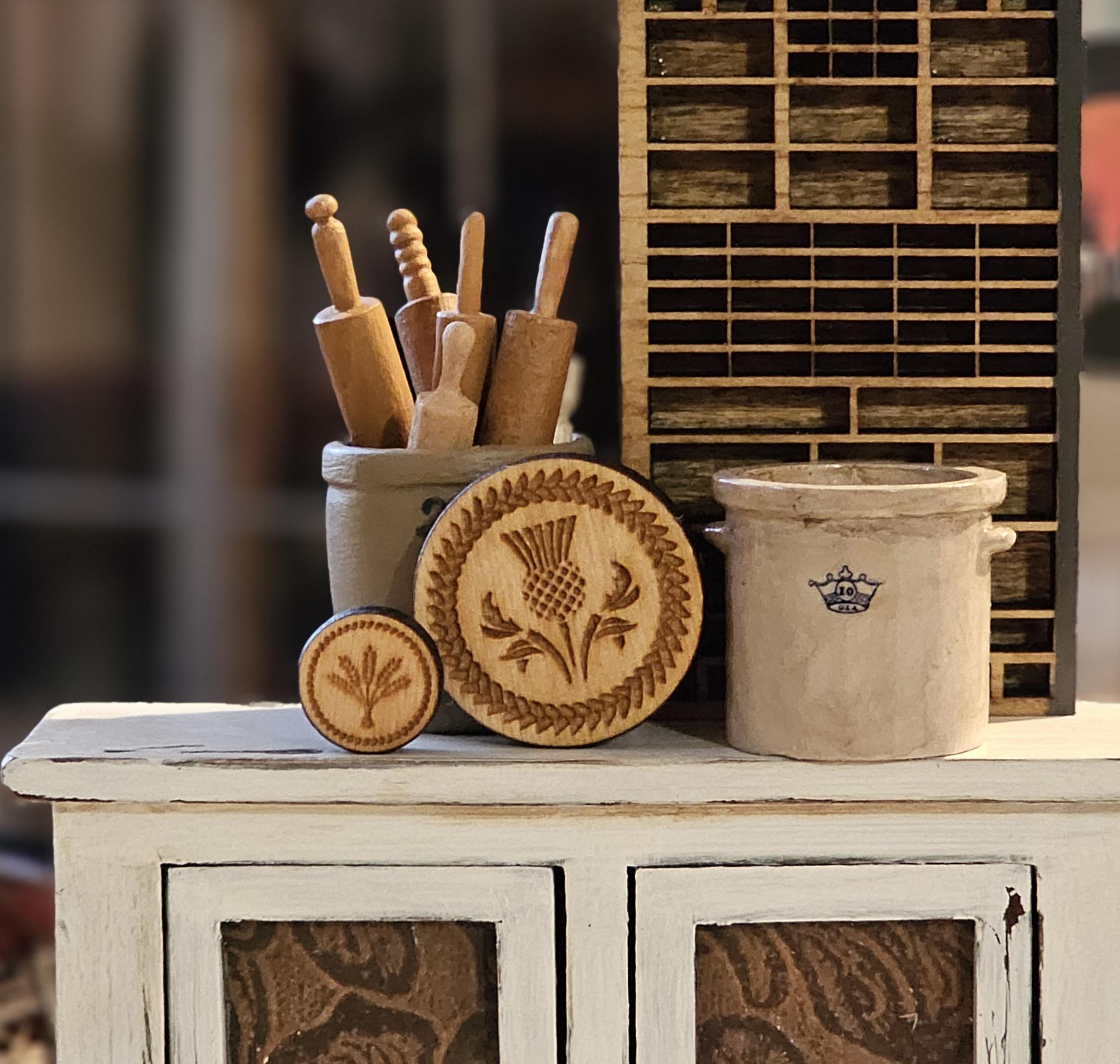 Miniature Wooden Shortbread Mold, Dollhouse Wooden Shortbread Mold ...