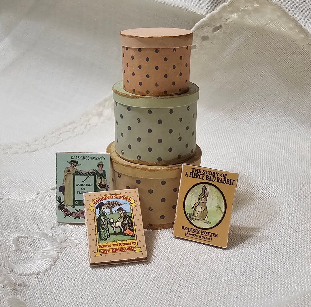 1:12 - 1" Scale Dollhouse Miniature Round Boxes, Miniature Polka Dot ...