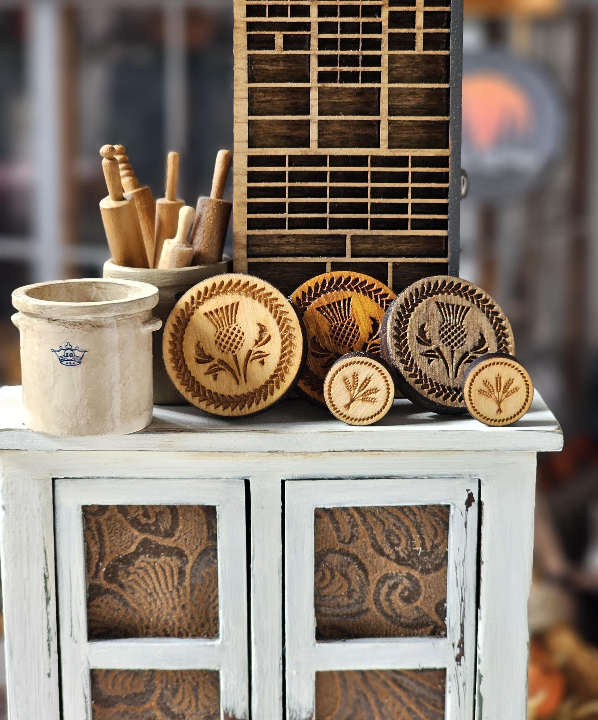 Miniature Wooden Shortbread Mold, Dollhouse Wooden Shortbread Mold ...