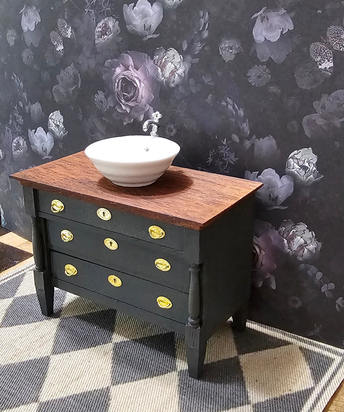Miniature Vanity, Miniature Vessel Sink, Dollhouse Sink, Dollhouse ...
