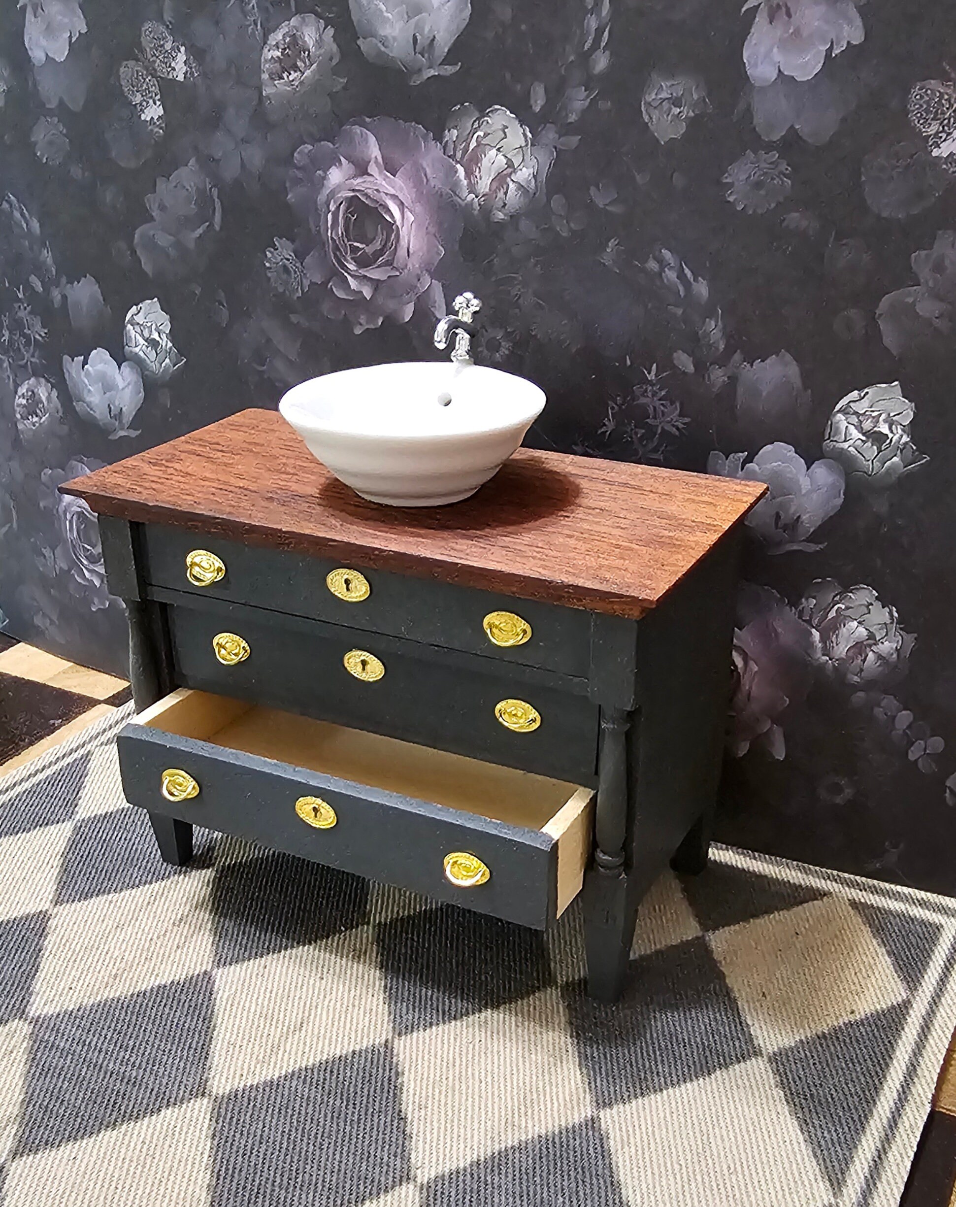 Miniature Vanity, Miniature Vessel Sink, Dollhouse Sink, Dollhouse ...