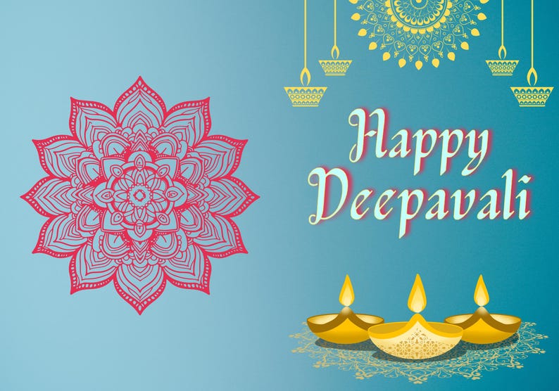 Deepavali Digital Greeting Card Printable Card Instant Download Festival of Lights Wishes, Happy ...