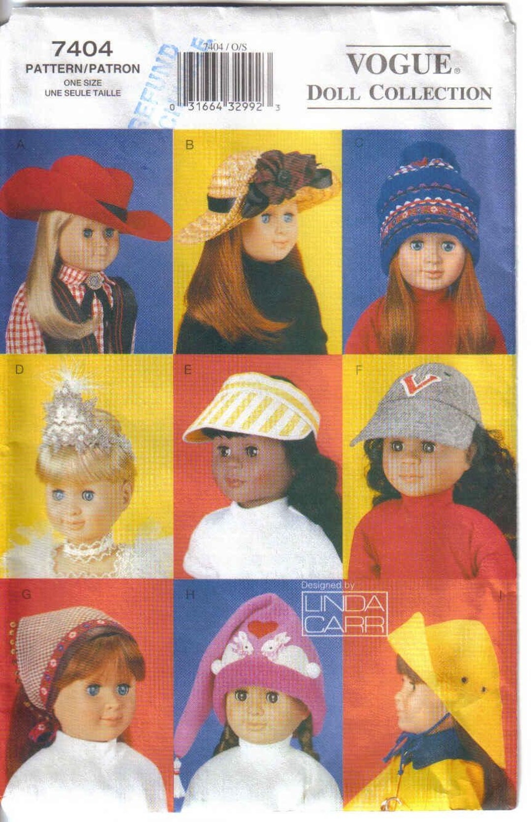 18 Inch (46 Cm) Doll Hats Pattern in PDF English Vintage Pattern Voo ...