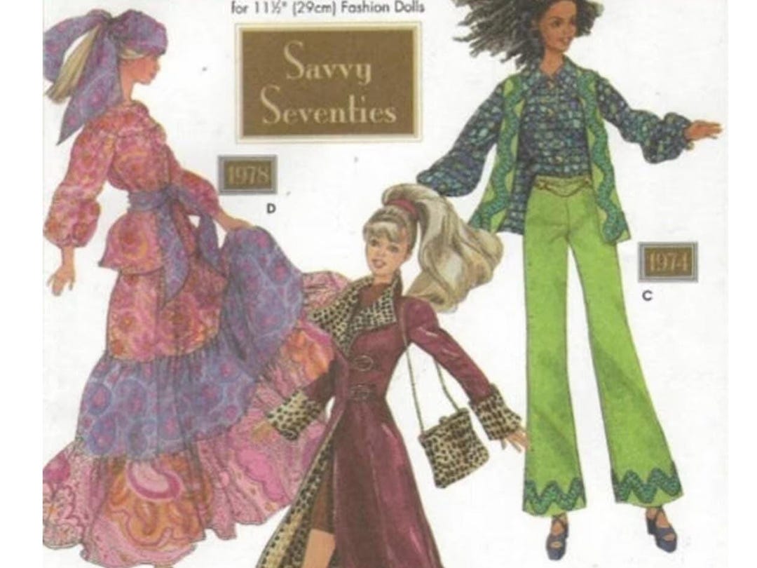 Sewing for Dolls 11 1/2 Inch Doll Pattern 1970's Doll Clothes Pattern ...